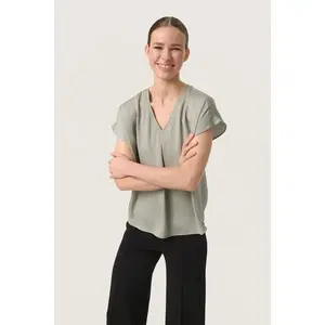 SOAKED IN LUXURY Ioana Short Sleeve V-neck Blouse