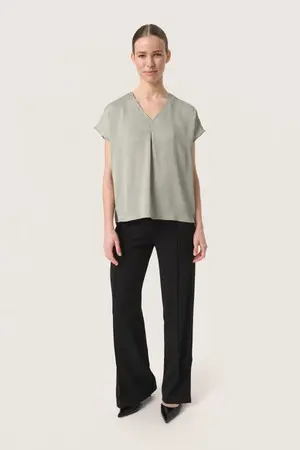 SOAKED IN LUXURY Ioana Short Sleeve V-neck Blouse