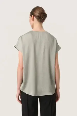 SOAKED IN LUXURY Ioana Short Sleeve V-neck Blouse