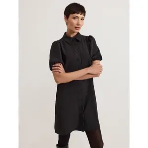 PHASE EIGHT Candice Scallop Detail Shirt Dress With Puff Sleeves - Black