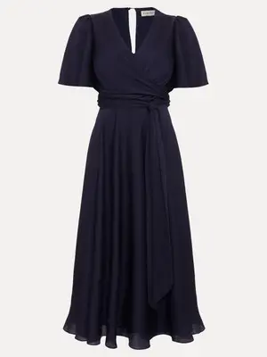 PHASE EIGHT Fluid Wrap Midi Dress - Navy