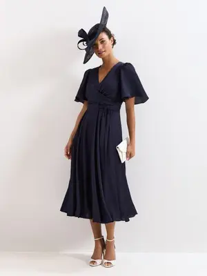 PHASE EIGHT Fluid Wrap Midi Dress - Navy