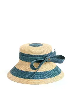 Valentino Garavani Striped Straw Bucket Hat With Bow - Neutrals