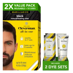 CLEVERMAN 2x Pack Reusable Beard & Hair Dye Kit - Black