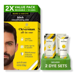 CLEVERMAN 2x Pack Reusable Beard & Hair Dye Kit Black