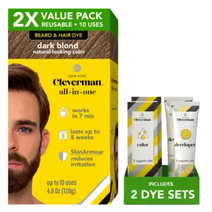 CLEVERMAN 2x Pack Reusable Beard & Hair Dye Kit Dark Blond
