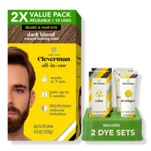 CLEVERMAN 2x Pack Reusable Beard & Hair Dye Kit Dark Blond