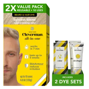 CLEVERMAN 2x Pack Reusable Beard & Hair Dye Kit - Lightest Blond