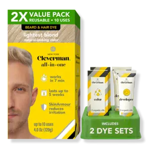 CLEVERMAN 2x Pack Reusable Beard & Hair Dye Kit Lightest Blond