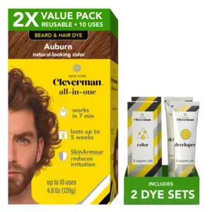 CLEVERMAN 2x Pack Reusable Beard & Hair Dye Kit Auburn