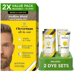 CLEVERMAN 2x Pack Reusable Beard & Hair Dye Kit - Medium Blond