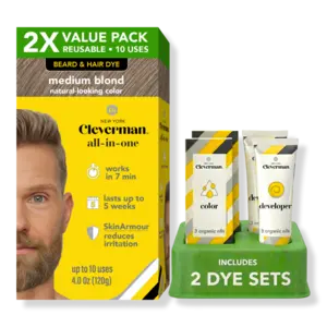 CLEVERMAN 2x Pack Reusable Beard & Hair Dye Kit Medium Blond
