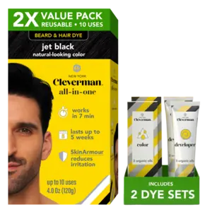 CLEVERMAN 2x Pack Reusable Beard & Hair Dye Kit Jet Black