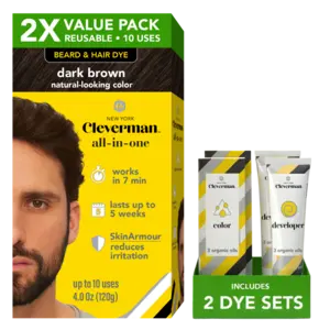 CLEVERMAN Reusable Beard & Hair Dye Kit Dark Brown