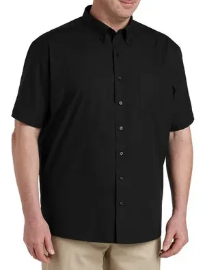 B+T ESSENTIALS Big & Tall Poplin Sport Shirt - Black