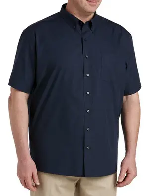 B+T ESSENTIALS Big & Tall Poplin Sport Shirt - Navy
