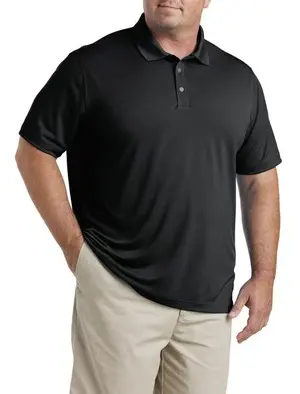 B+T ESSENTIALS Big & Tall Solid Golf Polo Shirt - Black