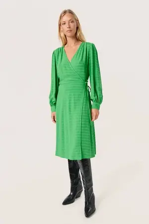 SOAKED IN LUXURY Catina Long Sleeve V-neck Wrap Dress