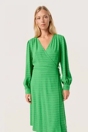 SOAKED IN LUXURY Catina Long Sleeve V-neck Wrap Dress