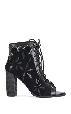 AZALEA WANG Mirona Peep-toe Lace-up Booties - Black