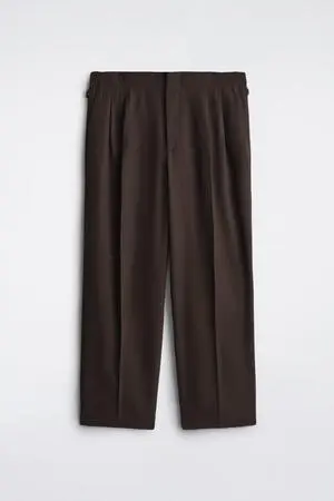 Men's Brown Pleated Trousers