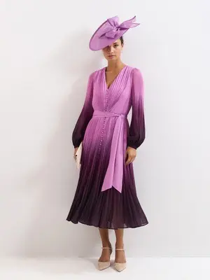 PHASE EIGHT Mira Ombre Tie Waist Midi Dress - Purple