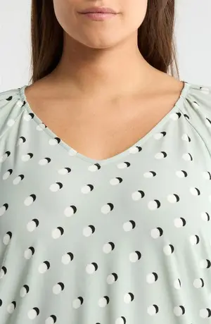 Anne Klein Dot Print V-neck Top