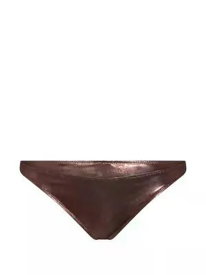 Blumarine Metallic-effect Bikini Bottom - Brown