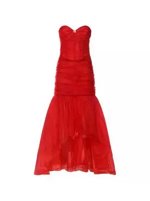 For Love & Lemons Sarafina Strapless Asymmetric Dress - Red