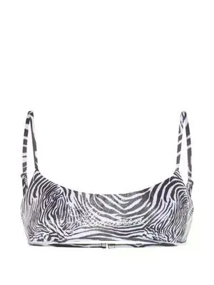 Blumarine Zebra-print Bikini Top - White