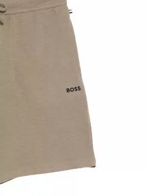 BOSS Logo-embroidered Waffle Shorts - Neutrals