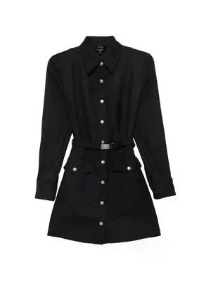 A.p.c. Buttoned Belted Mini Shirt Dress