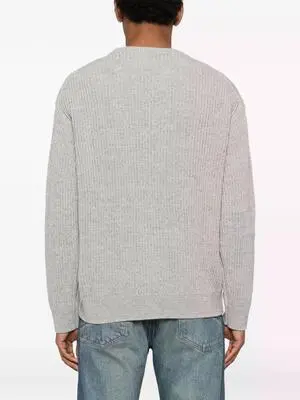 Maison Kitsuné Ribbed Logo-patch Sweater - Grey