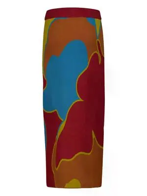PAULA Amanda Jacquard Midi Skirt - Red