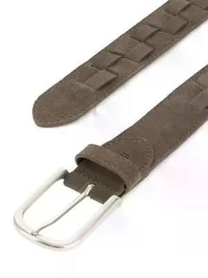 Boggi Milano Woven Suede Leather Belt With Silver-tone Buckle