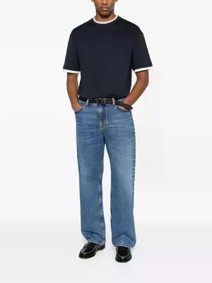 LARDINI Contrasting-trim T-shirt - Blue