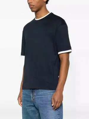 LARDINI Contrasting-trim T-shirt - Blue