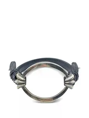 Chrome Hearts Open Oval Leather Bracelet - Silver