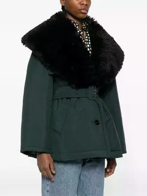Chloé Belted Coat With Detachable Shearling Collar