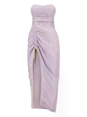 SANA OSMANI Fern Cut-out Ruched Midi Dress - Purple