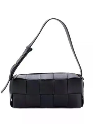 Bottega Veneta Cassette Maxi Intrecciato Leather Small Shoulder Bag - Black