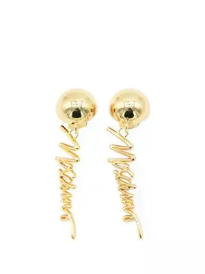 Moschino Logo-lettering Drop Earrings - Gold