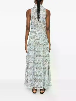 Staud Romy Polo-collar Maxi Dress - Blue