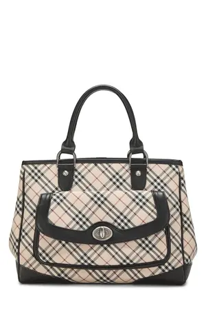 Burberry House Check Jacquard Turnlock Handbag - Beige