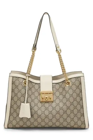 Gucci Original Gg Supreme Canvas Padlock Tote - White