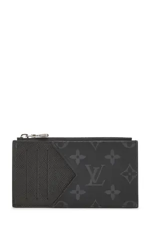 LOUIS VUITTON Monogram Eclipse Taigarama Coin Card Holder - Black