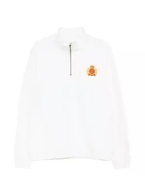 SPORTY & RICH Logo-patch Zip-up Sweatshirt - White