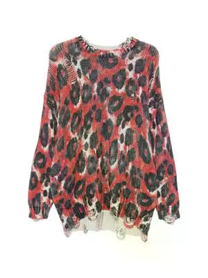 R13 Leopard-print Distressed Sweater