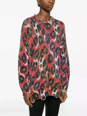 R13 Leopard-print Distressed Sweater