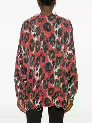 R13 Leopard-print Distressed Sweater